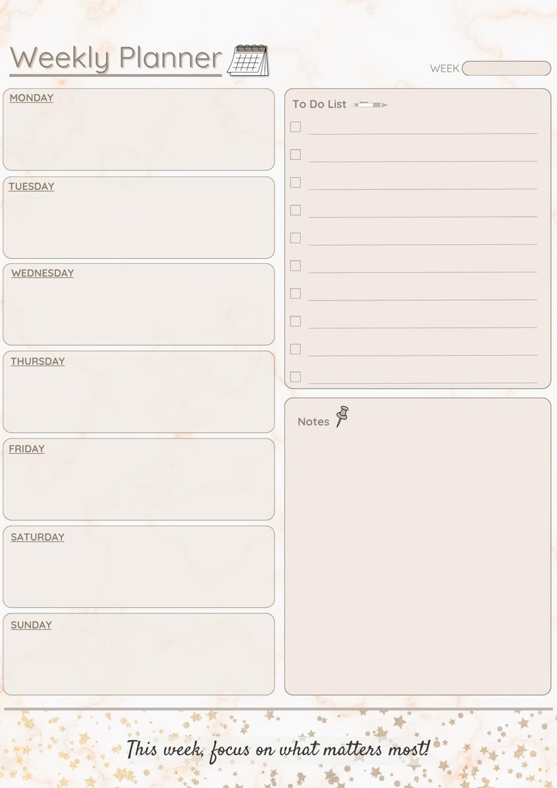 Weekly Planner Printable – Minimalist Digital Planner PDF – Undated ...