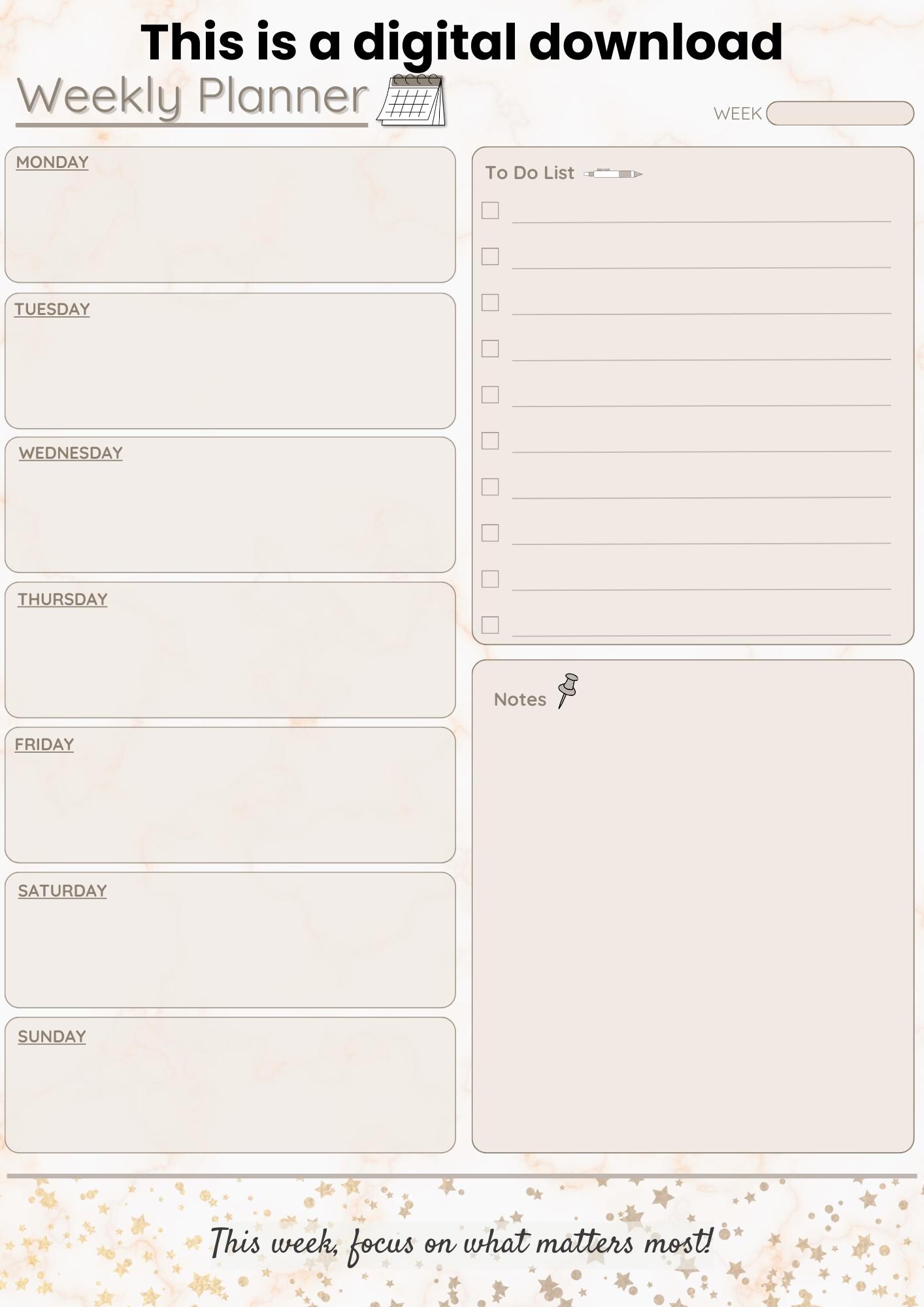 Weekly Planner Printable – Minimalist Digital Planner PDF – Undated ...