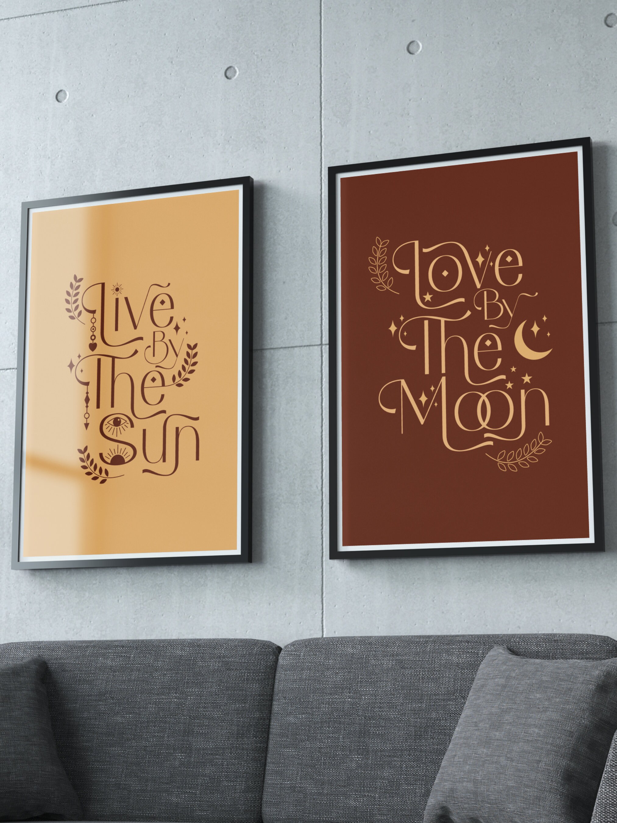 Boho Bliss: Live by the Sun, Love by the Moon Digital Wall Art With ...