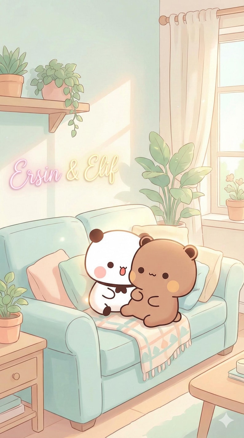 Bubu and Dudu Adorable Bear Couple Art, Kawaii Wall Decor, Digital ...