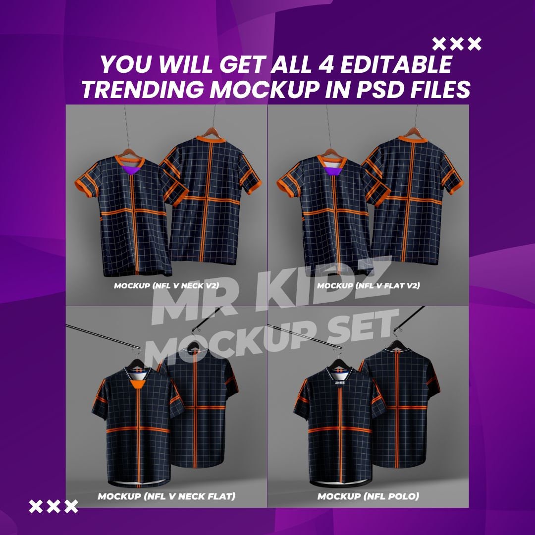 Trending Mockup 4 in 1 NFL Jersey Mockup in PSD Files | Tshirt Mockup ...
