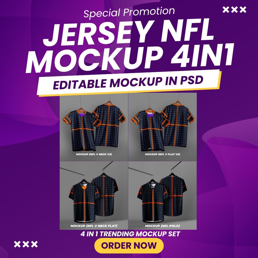 Trending Mockup 4 in 1 NFL Jersey Mockup in PSD Files | Tshirt Mockup ...