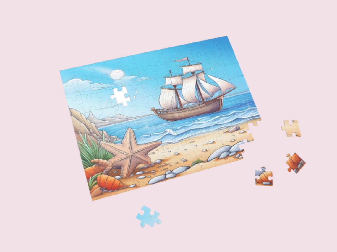 Pirate Ship Toddler Jigsaw Puzzle, Boat Puzzle 96 Piece Puzzle for Kids ...