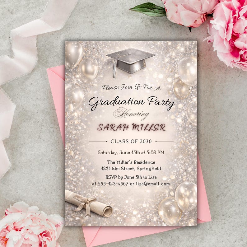 Graduation Invitation Template Canva | Class of 2026 Graduation Party ...
