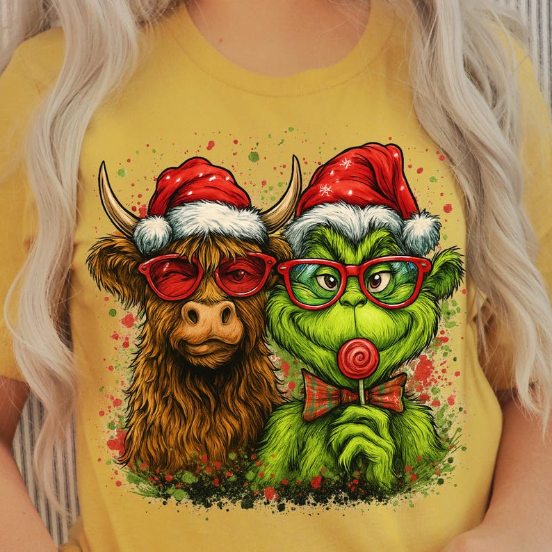 Christmas Highland Cow Grinchmas PNG | Christmas Grinchy Friends ...