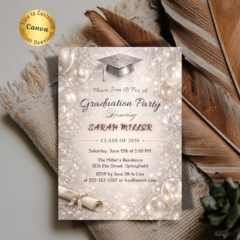 Graduation Invitation Template Canva | Class of 2026 Graduation Party ...