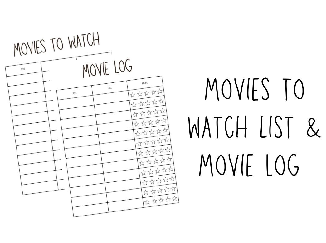 Movie Log & Movies to Watch Log digital - Etsy