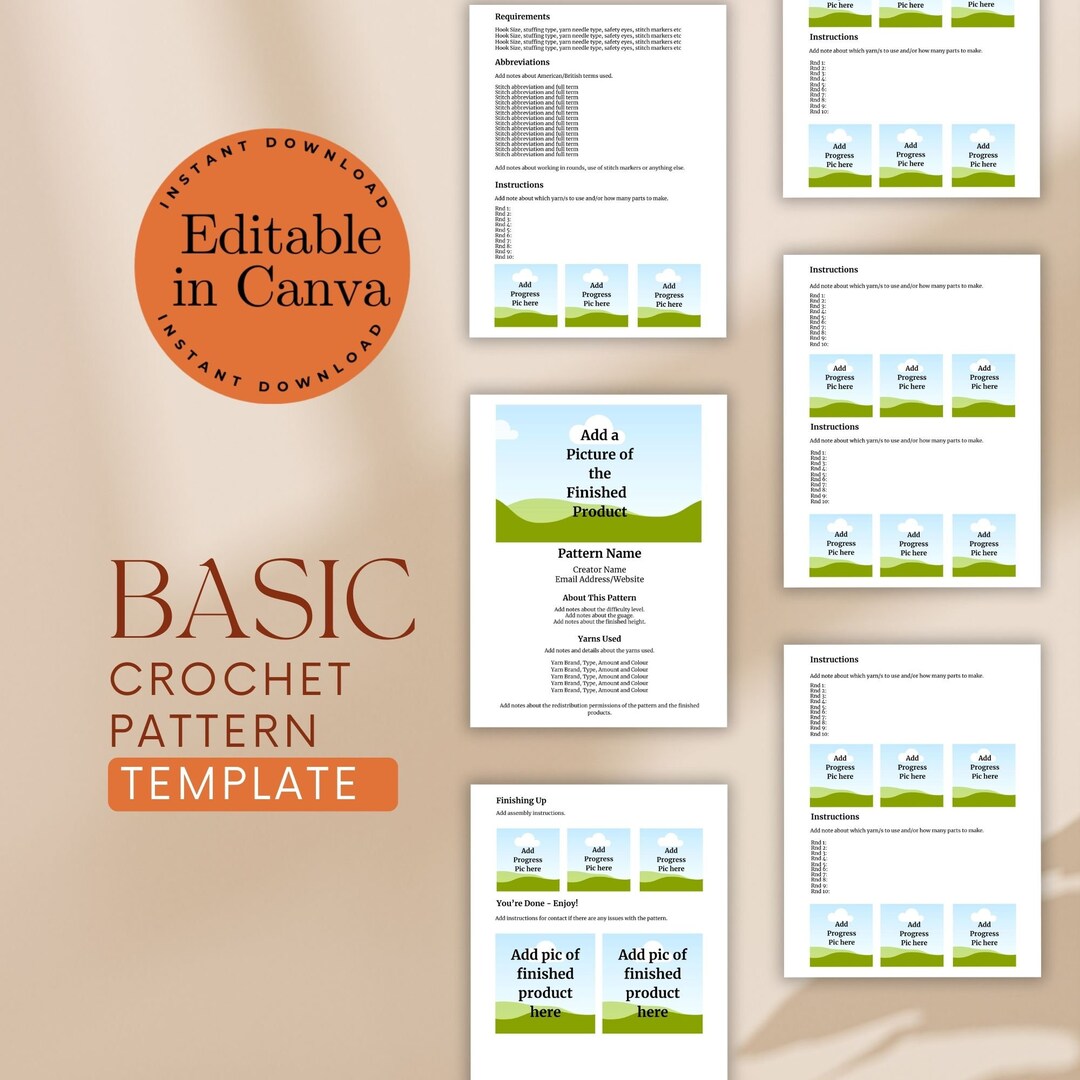 EDITABLE Minimalist Crochet Pattern Template | Template Only ...