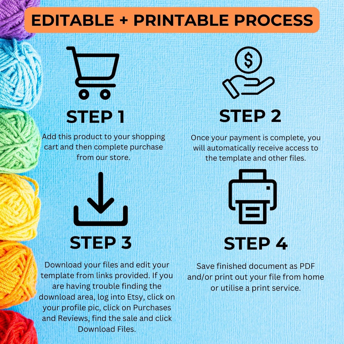 EDITABLE Pastel Crochet Pattern Template | for Crochet Businesses ...