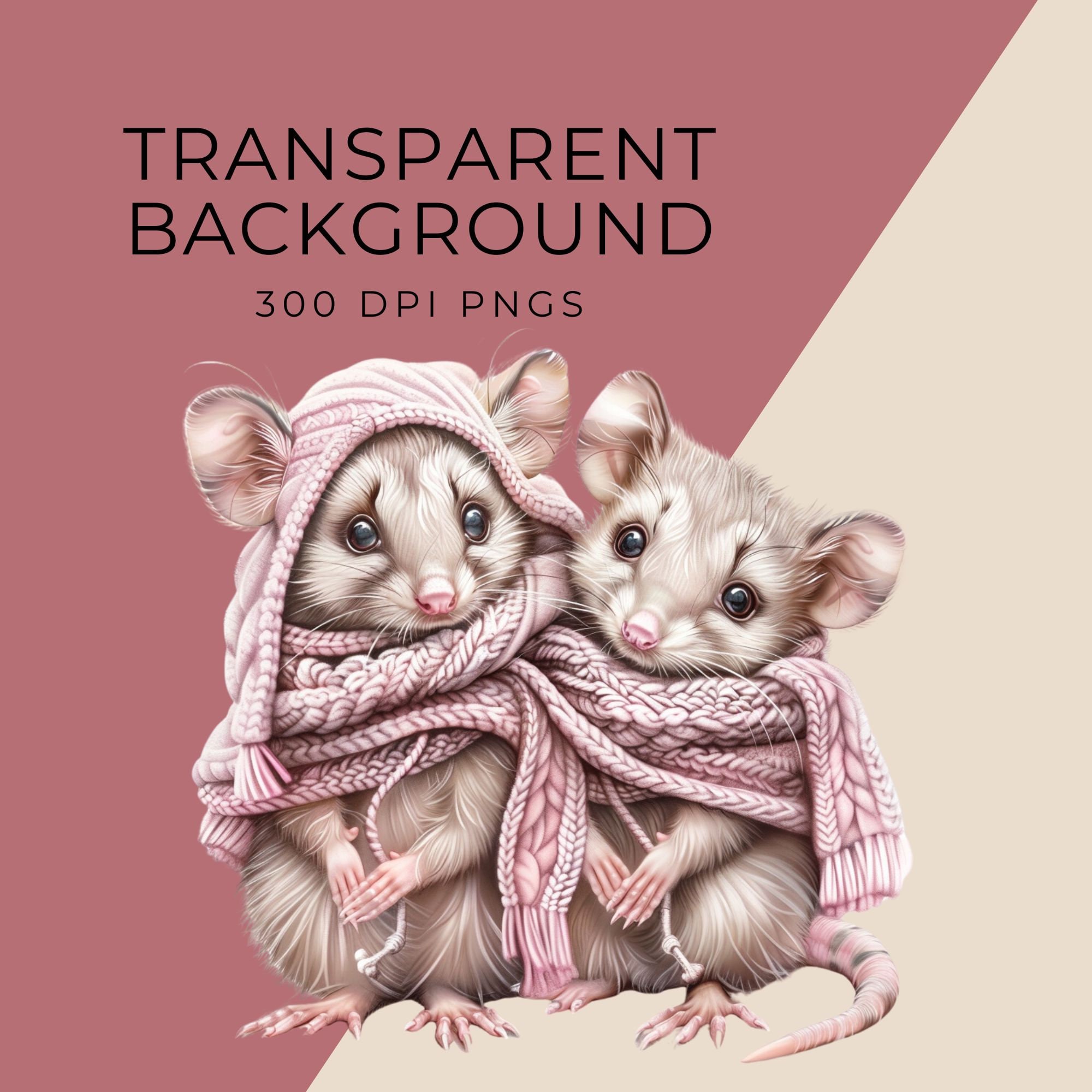 Possums With Yarn Clipart Pack, Possum Png | Digital Download | Possum ...