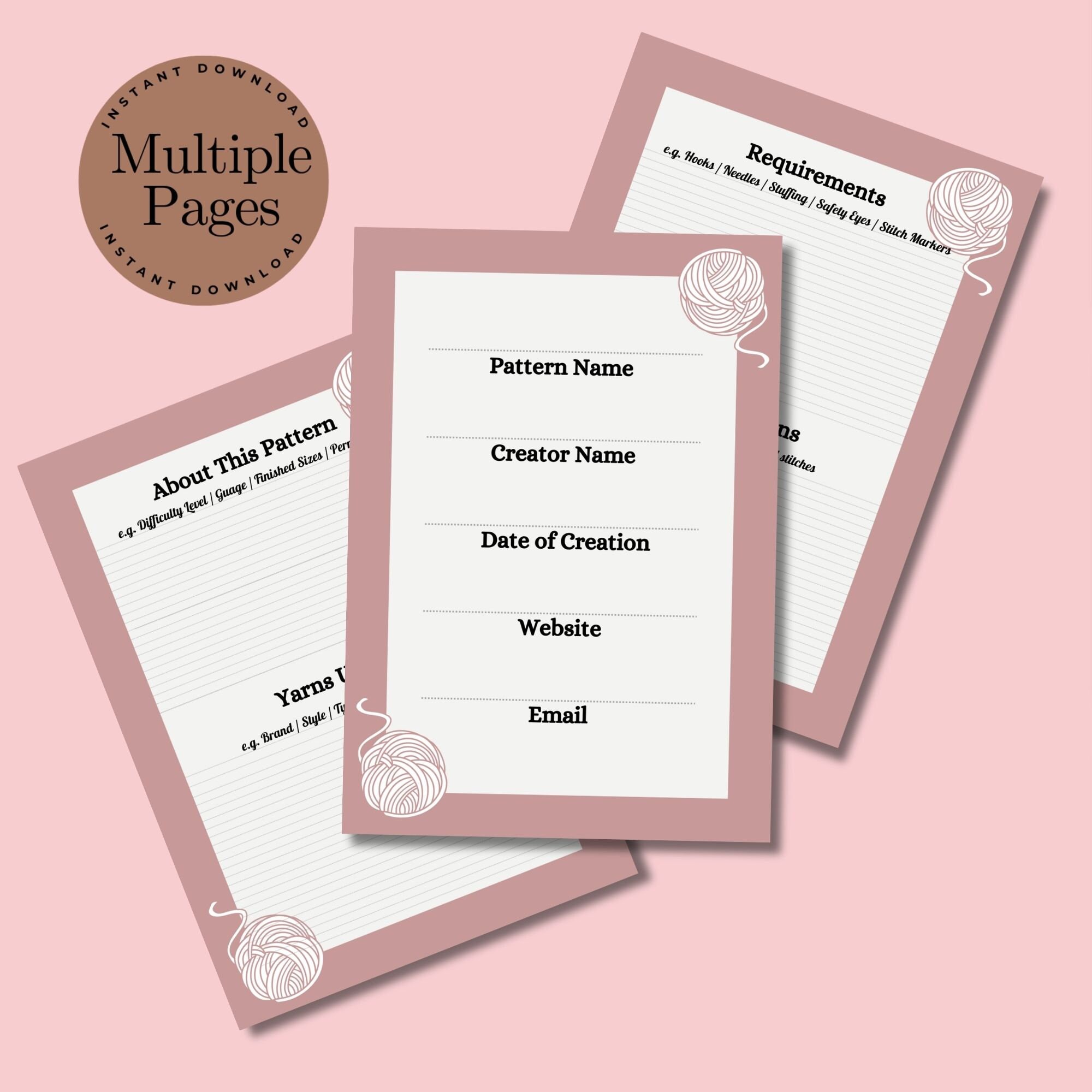 PRINTABLE Coral Yarn Crochet Pattern Template | Pdf Download | Digital ...