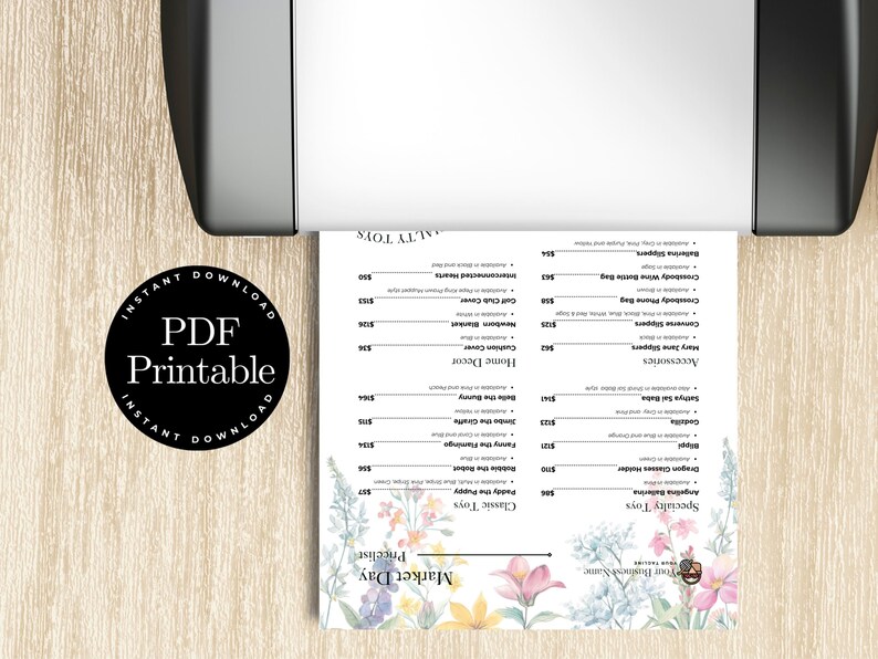 Floral Crochet Market Price List Template: Editable DIY Price Guide ...