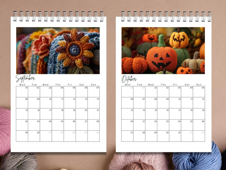 PRINTABLE & EDITABLE 2025 Seasonal Crochet Calendar, Printable 2025 ...