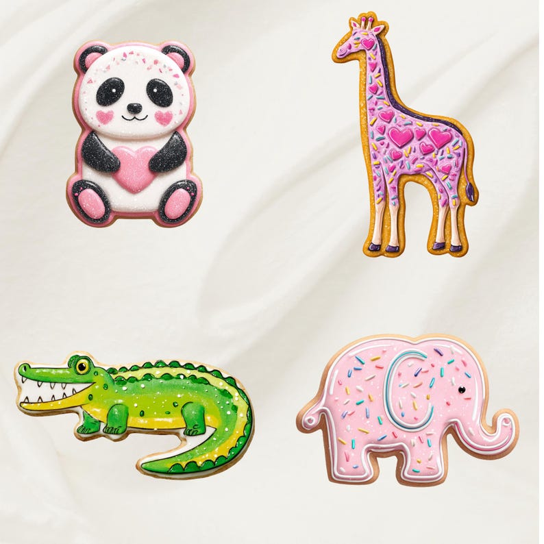 Frosted Animal Cookie Clipart Bundle: Kawaii PNG Graphics (commercial ...