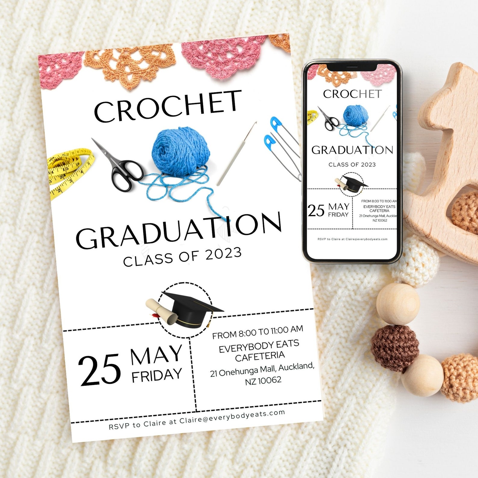 Editable Crochet Class Graduation Invitation Template (digital Download ...