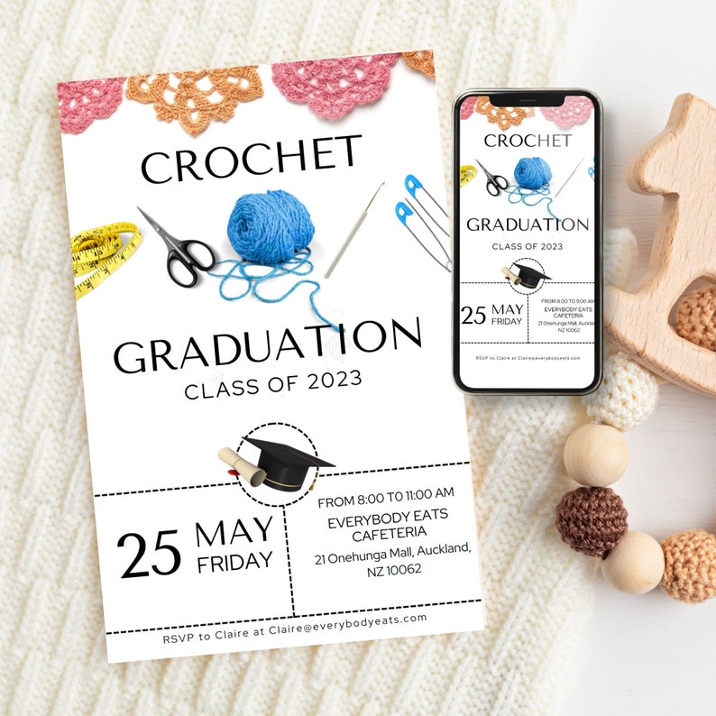 Editable Crochet Class Graduation Invitation Template (digital Download ...