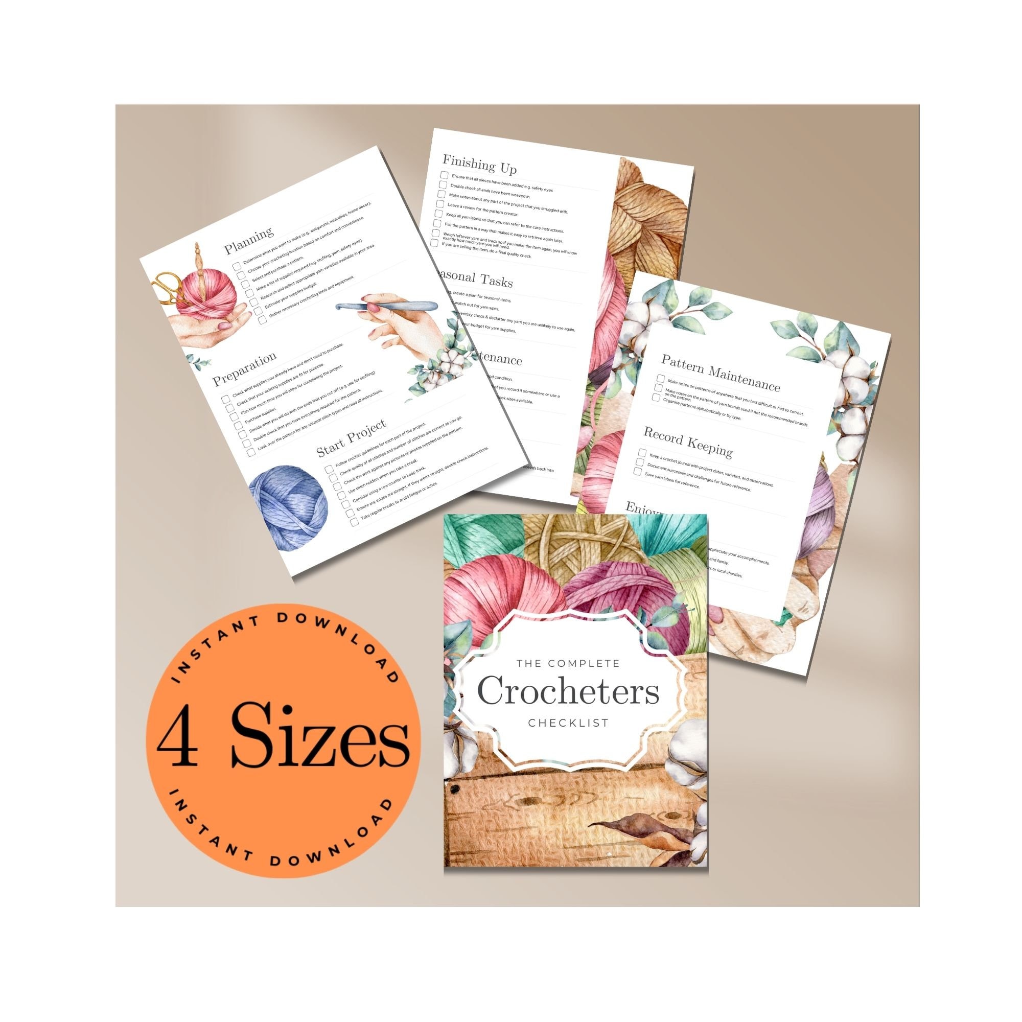 PRINTABLE Digital Planner Crochet | Printable Pdf | Crochet Checklist ...