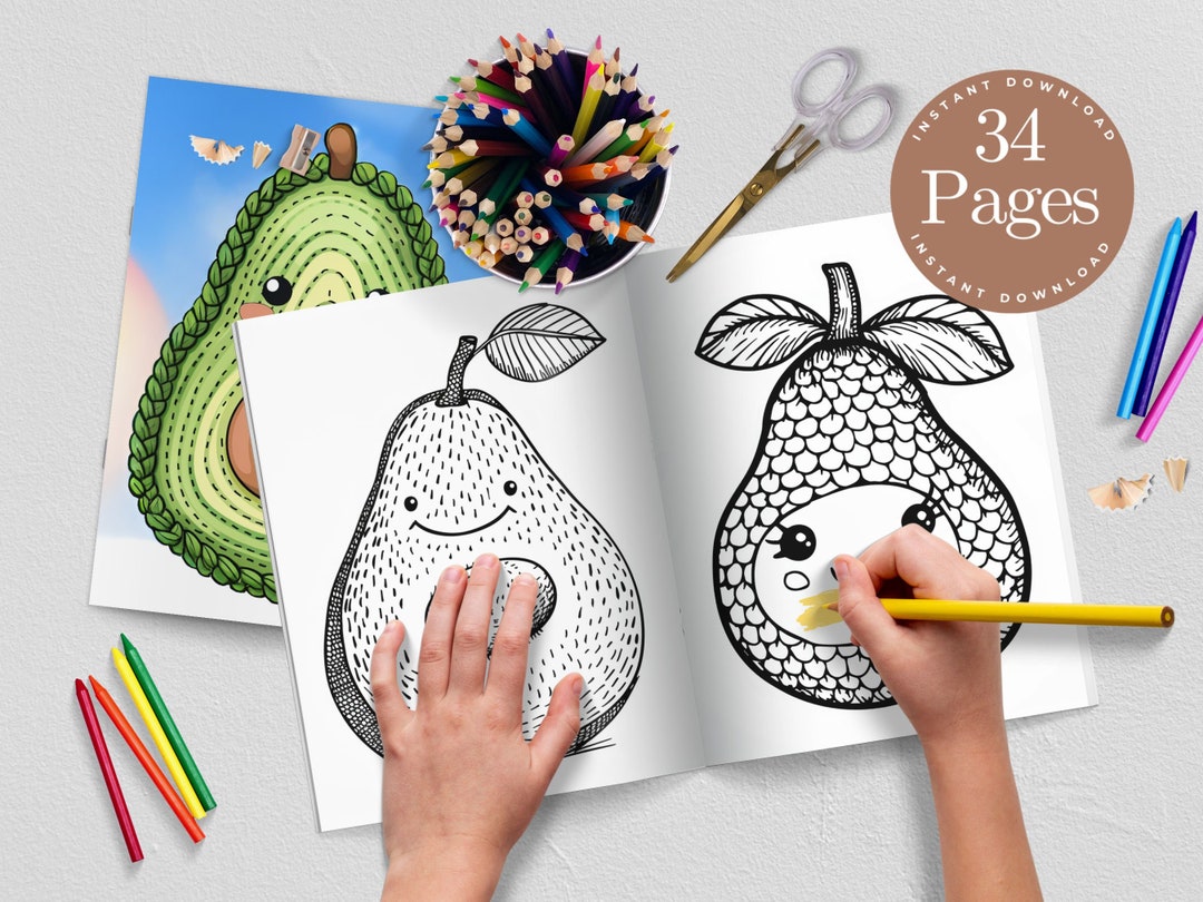 PRINTABLE Emotional Support Avocados Coloring Pages, Fruits With Faces ...