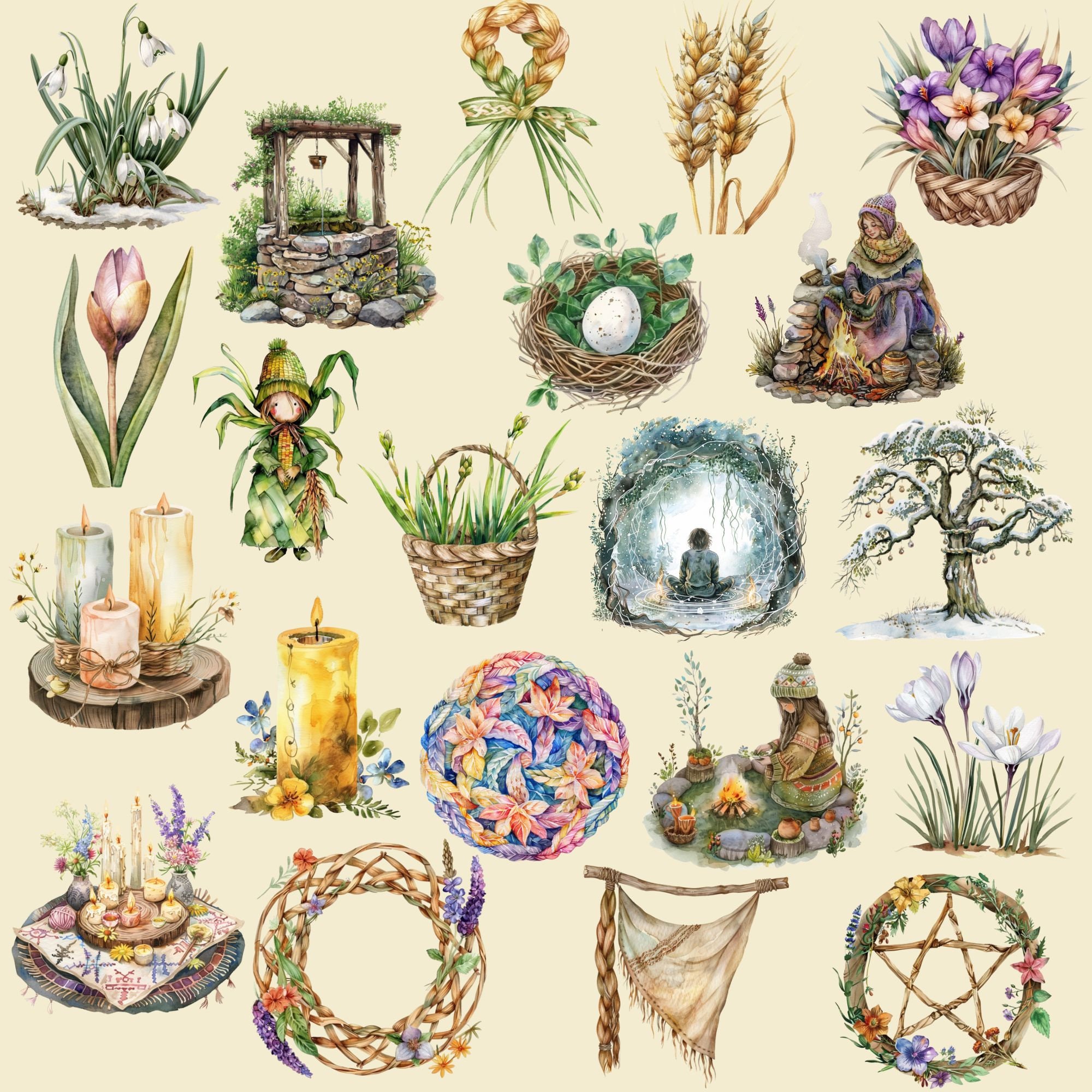 Imbolc With Yarn Clipart Pack | Commercial Use | Pagan Festivals | Pre ...
