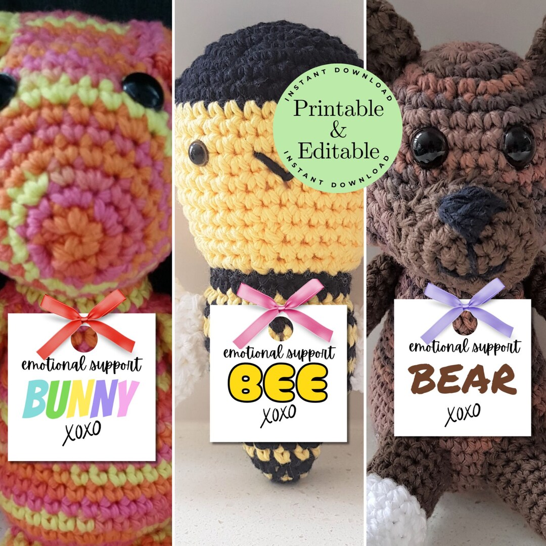 EDITABLE + PRINTABLE Emotional Support Tags, Digital Pdf, Gift Tag ...