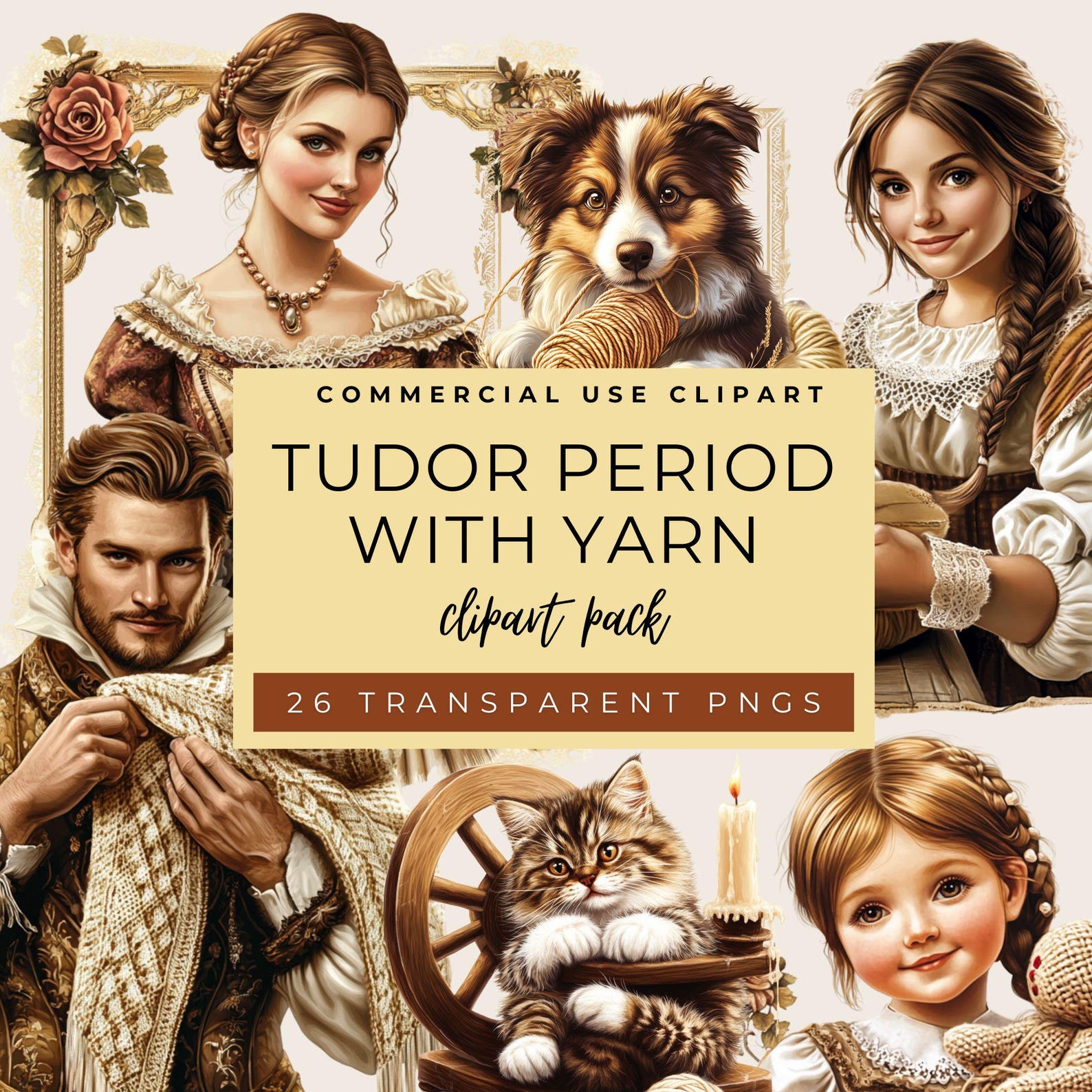 Tudor Period With Yarn Clipart Pack, Digital Download, Printable Pngs ...