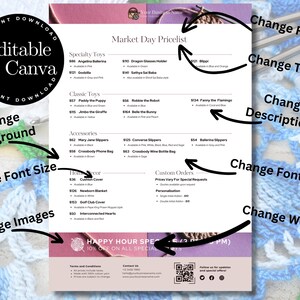 Crochet Market Price List Template: Editable Canva Edition (digital ...