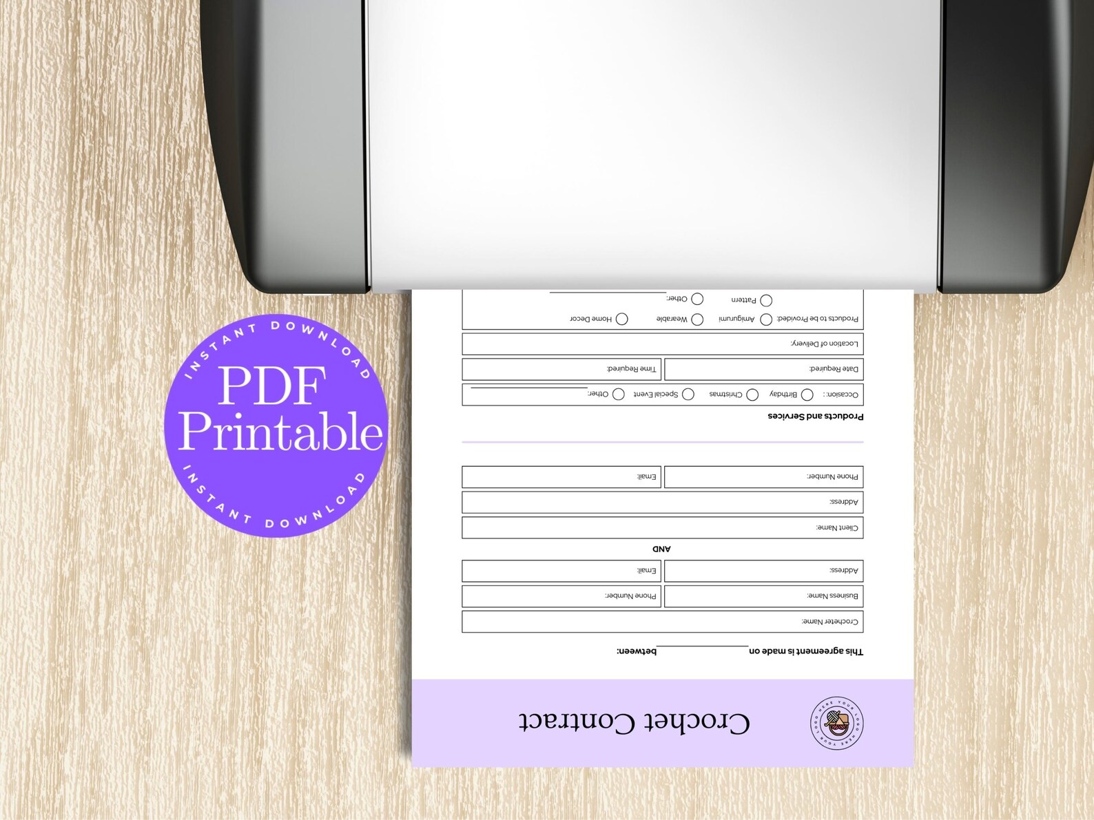 EDITABLE + PRINTABLE Crochet Contract Form, Contract Digital Download ...