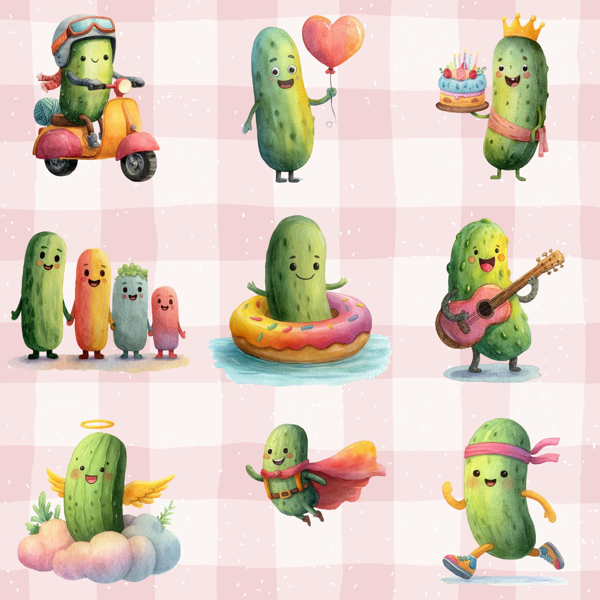 Happy Pickles Clipart, Cute Kawaii Pickle PNG, Funny Cucumber Art ...
