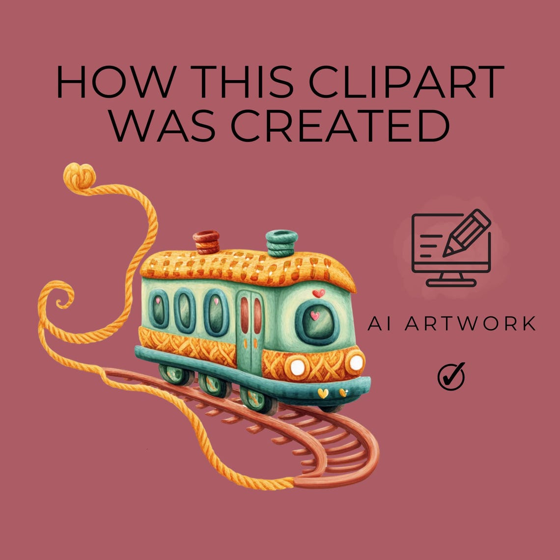 Yarn Train Clipart: 25 PNG Graphics (commercial Use) - Etsy