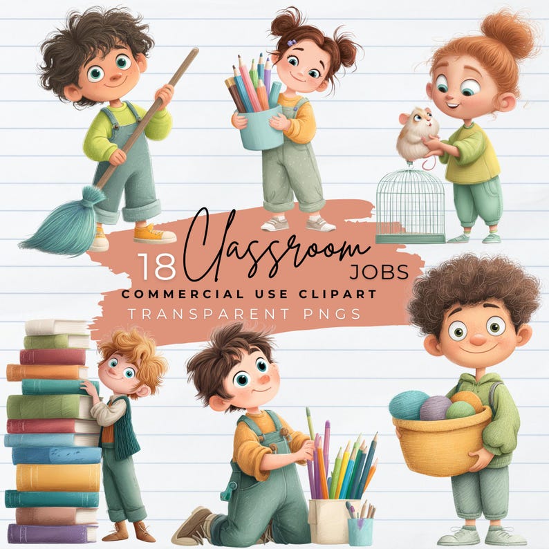 Classroom Jobs Clipart: Teacher Resources, Colorful School Charts ...