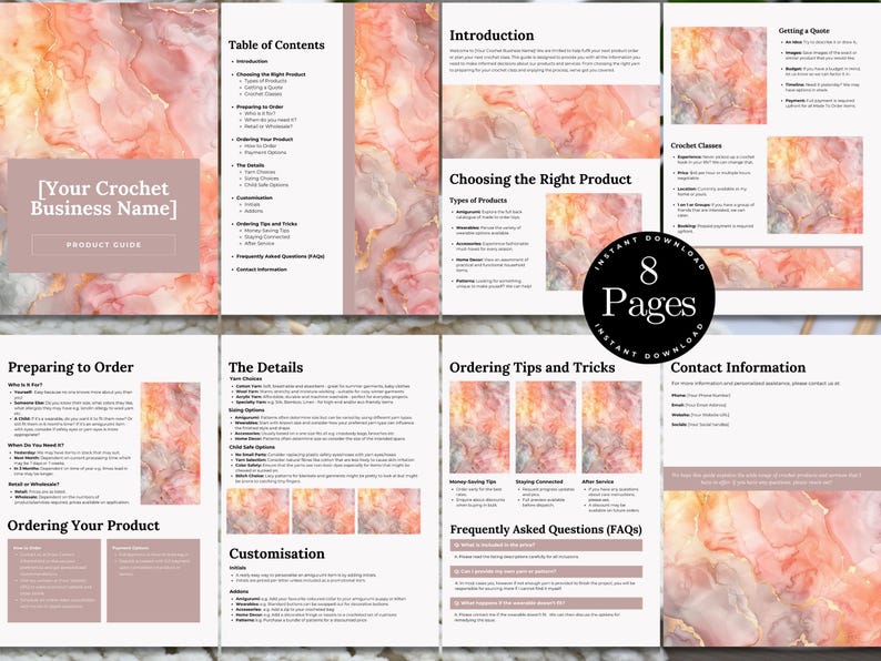 EDITABLE + PRINTABLE Crochet Business Product and Services Guide ...