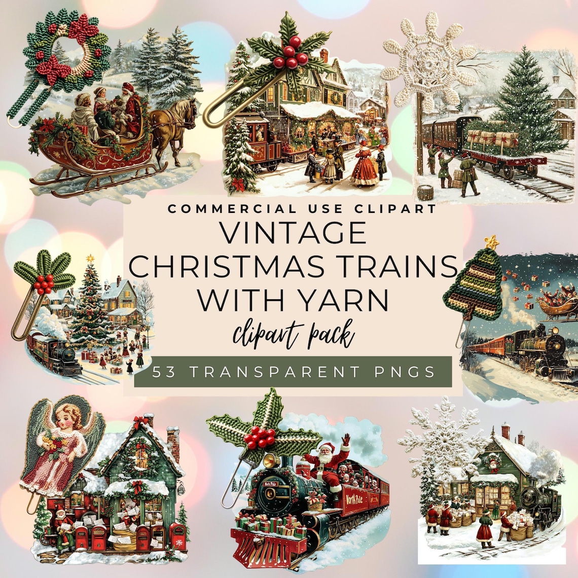 Christmas Trains Clipart Pack, Holiday Clipart, Digital Download ...