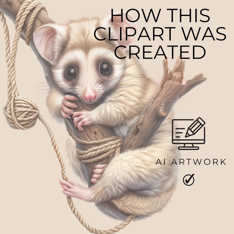 Possums With Yarn Clipart Pack, Possum Png | Digital Download | Possum ...