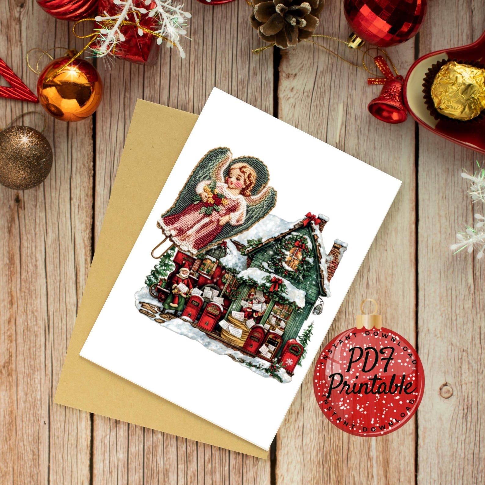 Printable Vintage Christmas Cards: Holiday Greeting Card Set (digital ...