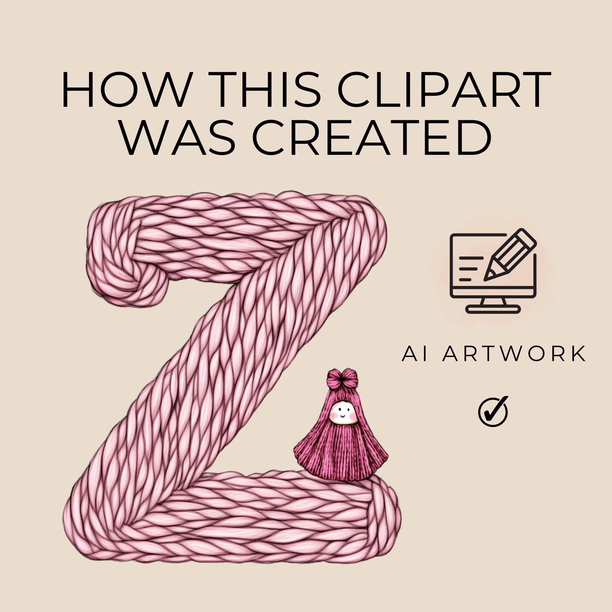 Yarn Alphabet Clipart Pack: Crochet Letters, Transparent PNG (digital ...