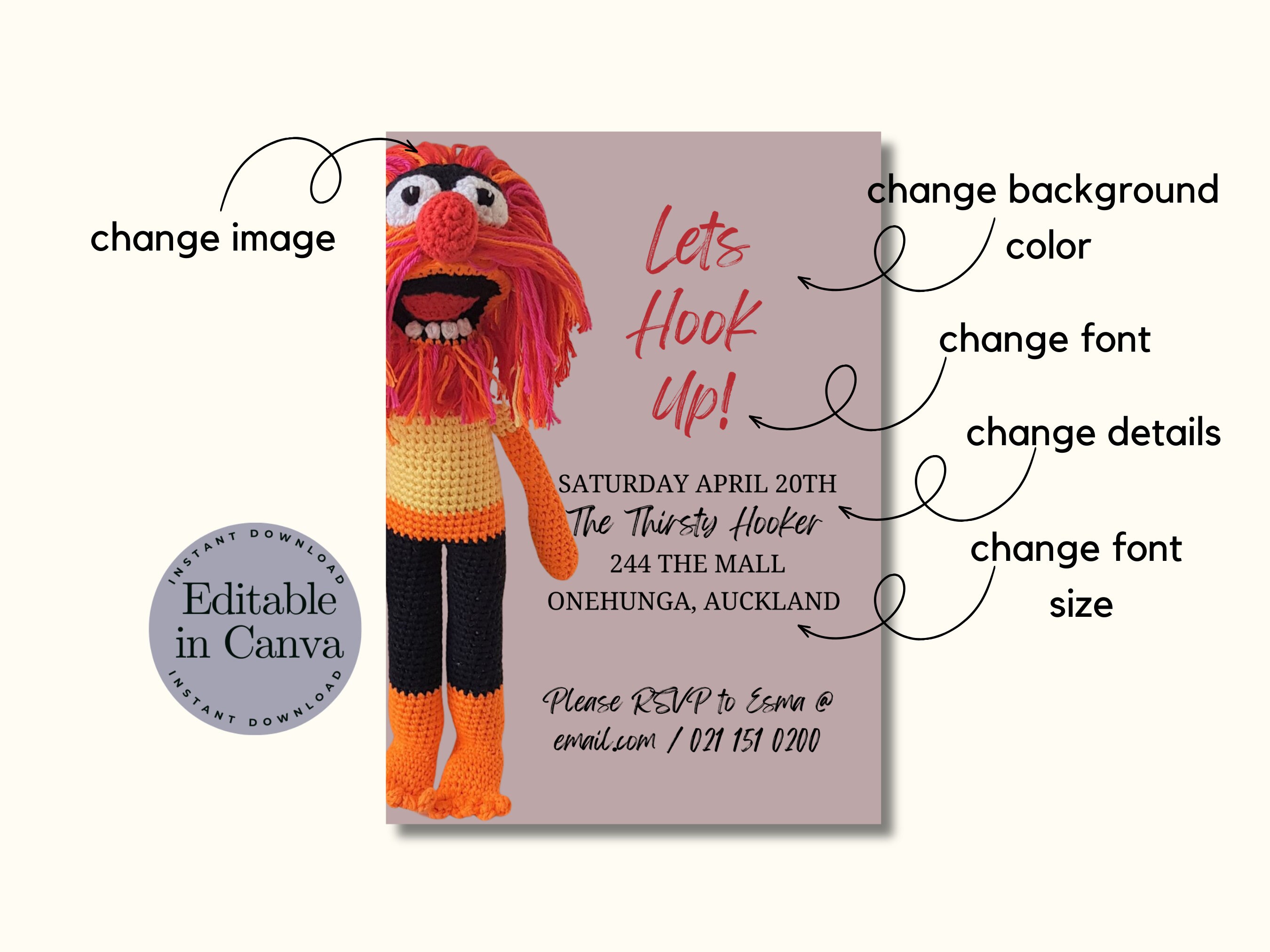 Crochet Party Invitation Template: DIY Printable (digital Download) - Etsy