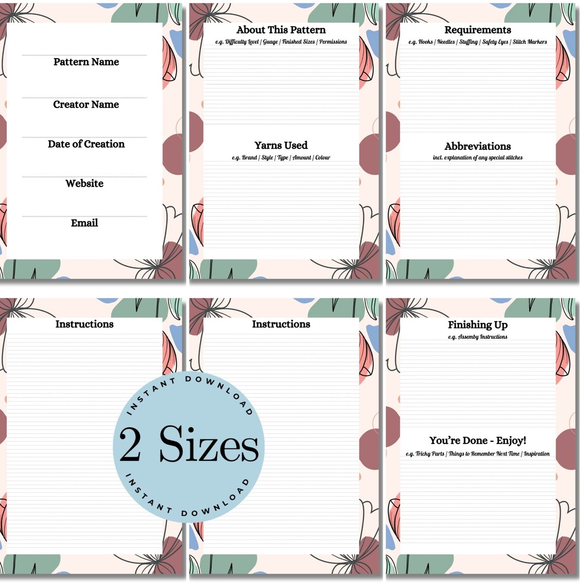 PRINTABLE Colourful Crochet Pattern Template | Pdf Download | Project ...