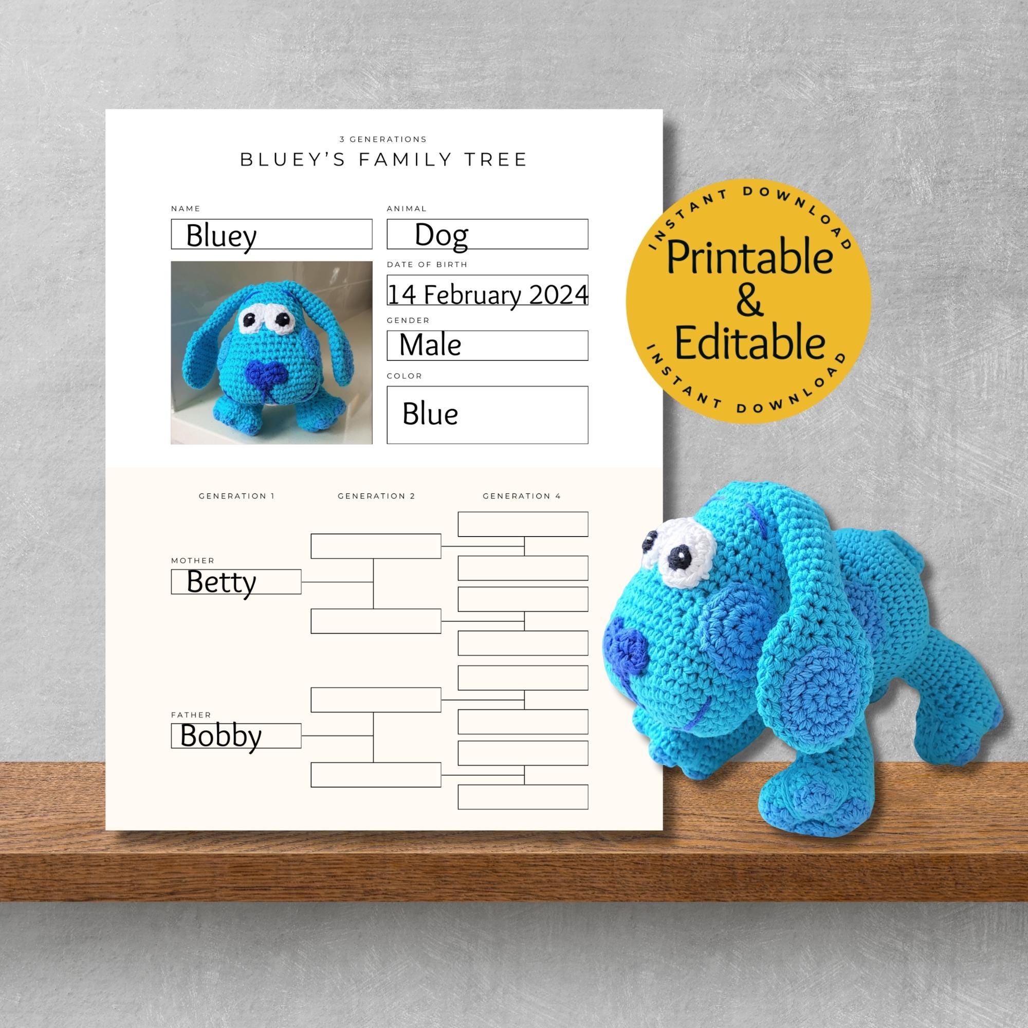 EDITABLE + PRINTABLE Amigurumi Friend Family Tree Template - KC Edition ...