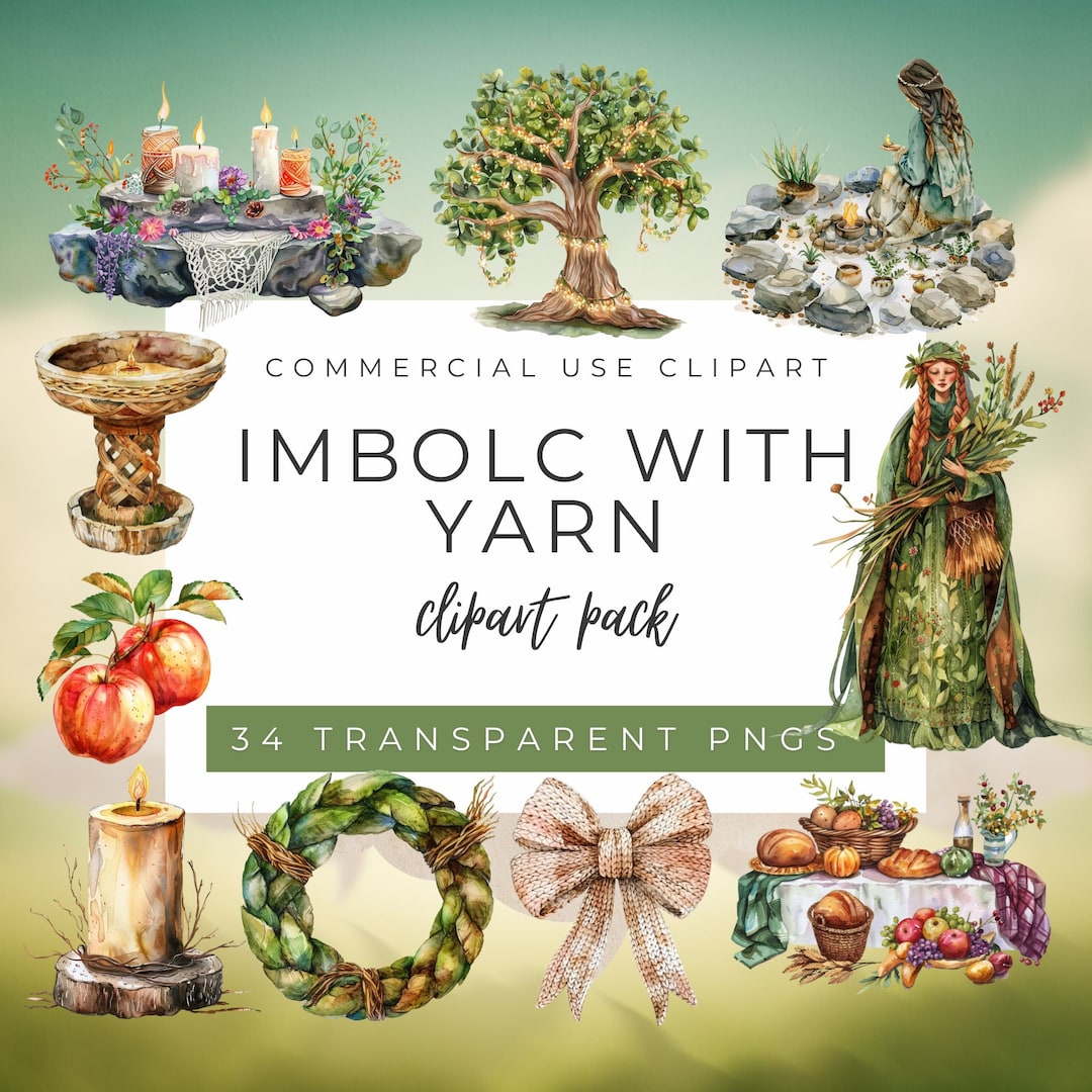 Imbolc With Yarn Clipart Pack | Magic Magick Graphics | Printable Pdf ...