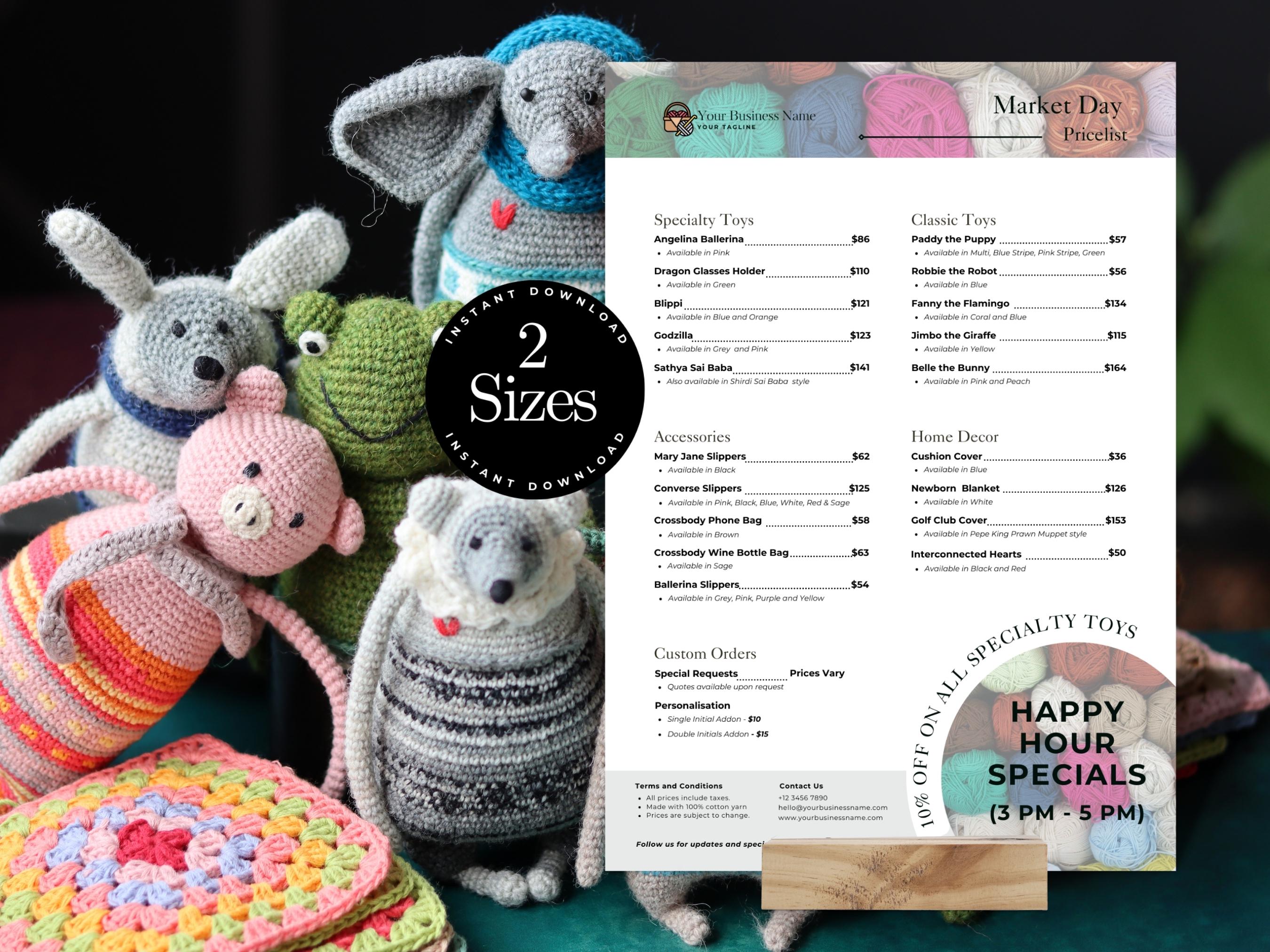Crochet Market Price List Template: Editable Canva Edition (digital ...
