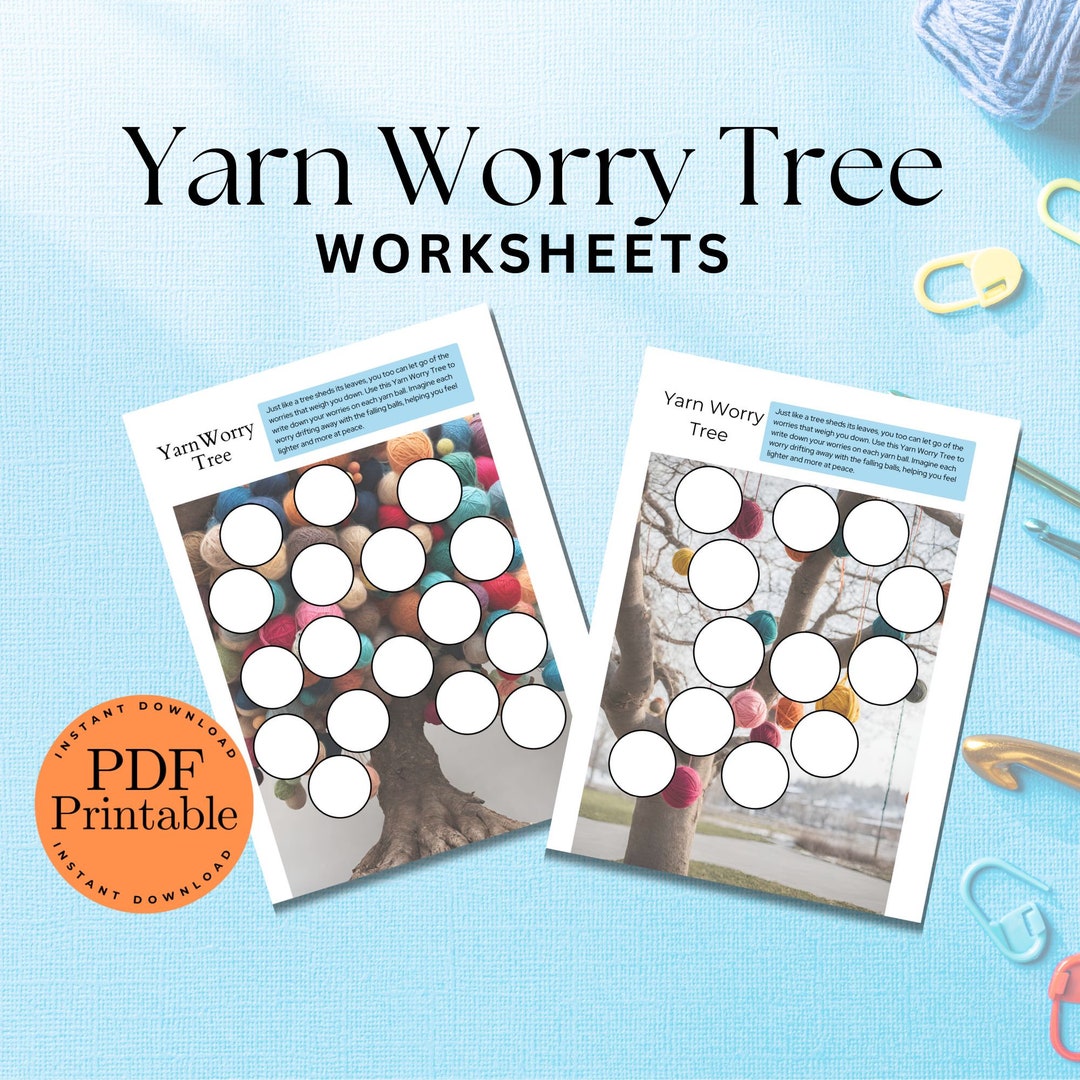PRINTABLE Yarn Worry Tree Worksheets | Crochet Worry Tree | Yarn ...
