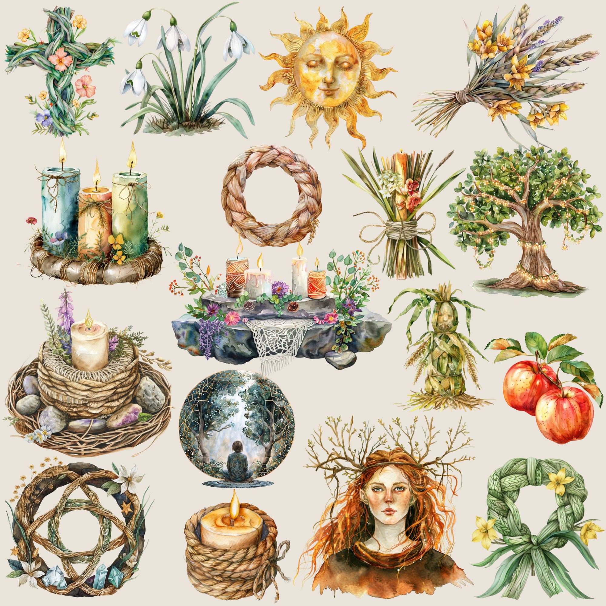 Imbolc With Yarn Clipart Pack | Magic Magick Graphics | Printable Pdf ...