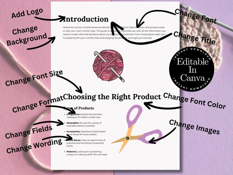 EDITABLE + PRINTABLE Crochet Business Product and Services Guide ...