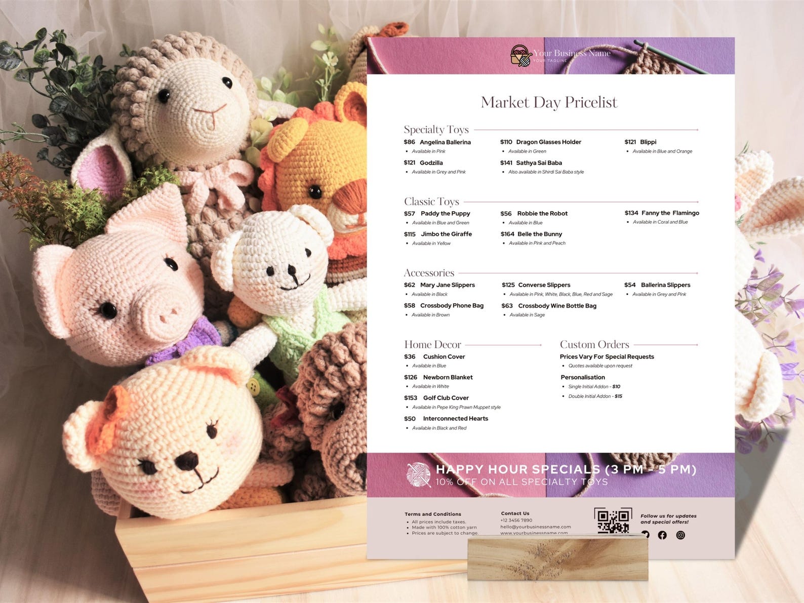 Crochet Market Price List Template: Editable Canva Edition (digital ...