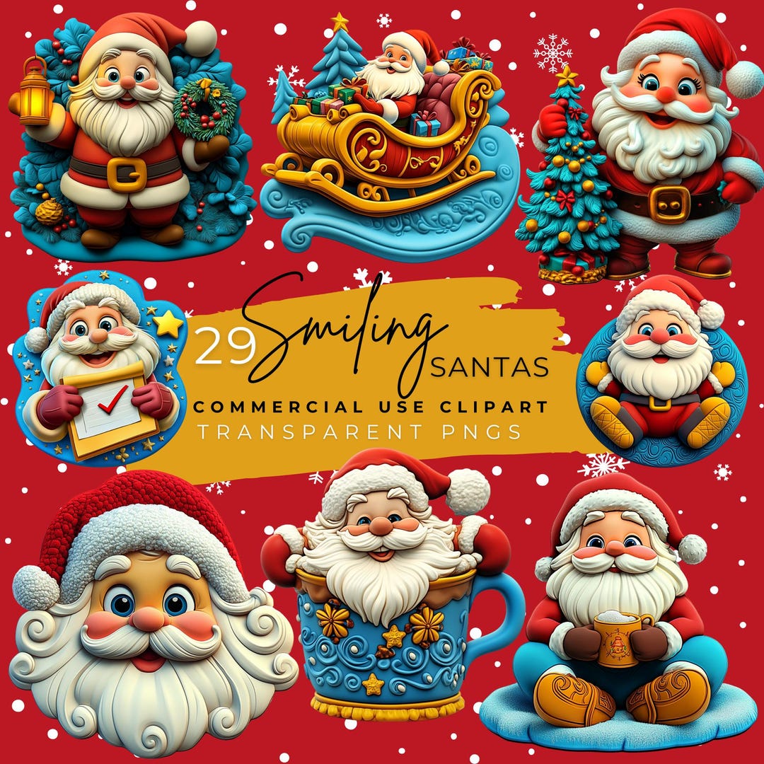 Santa Clipart: Christmas PNG Graphics for Commercial Use (digital ...
