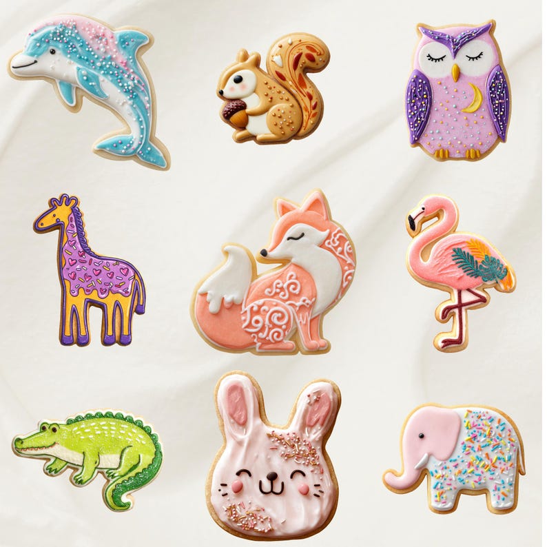 Frosted Animal Cookie Clipart Bundle: Kawaii PNG Graphics (commercial ...