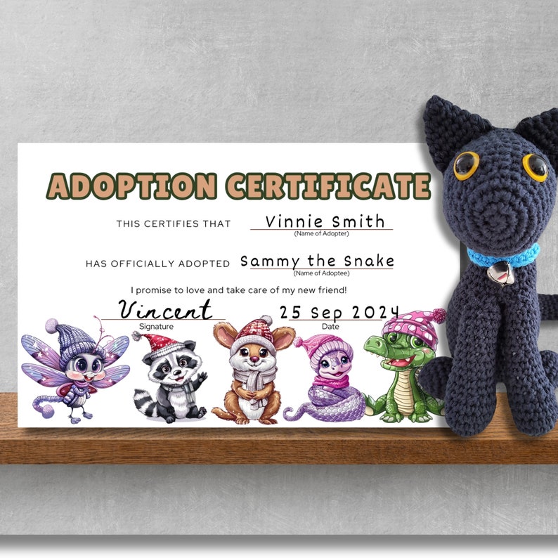 EDITABLE + PRINTABLE Toy Adoption Certificate, Instant Download, Teddy ...