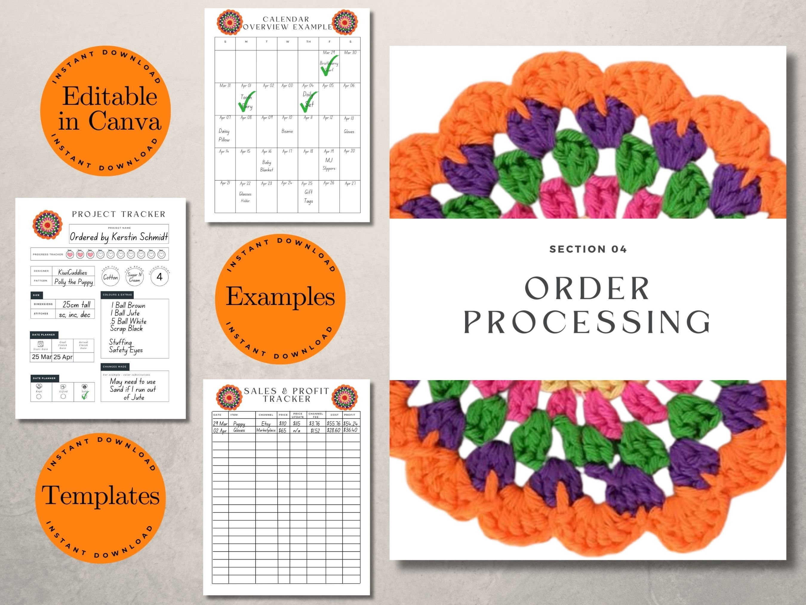 PRINTABLE Crochet Projects Planner for Small Businesses Editable ...