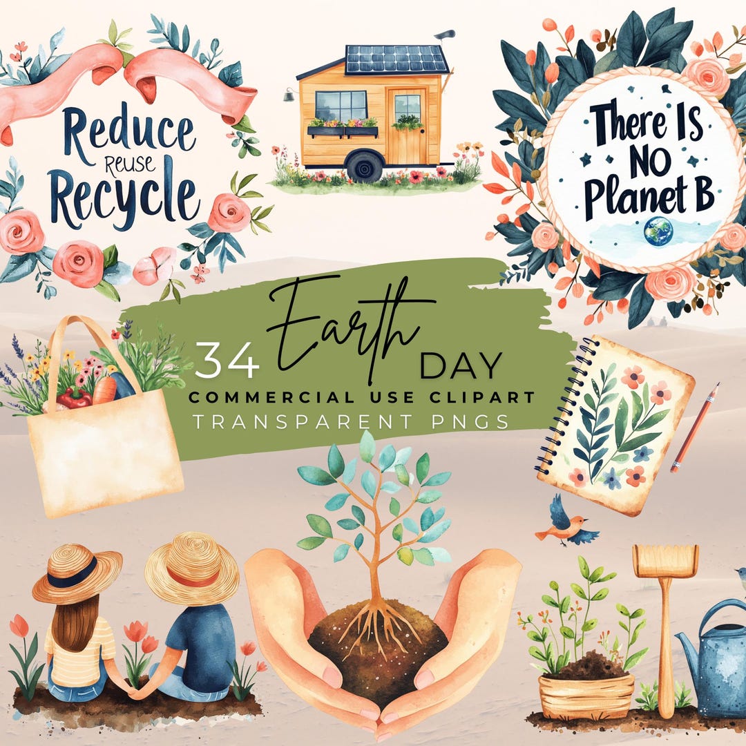 Earth Day Clipart: Eco-friendly PNG Graphics (digital Download) - Etsy UK