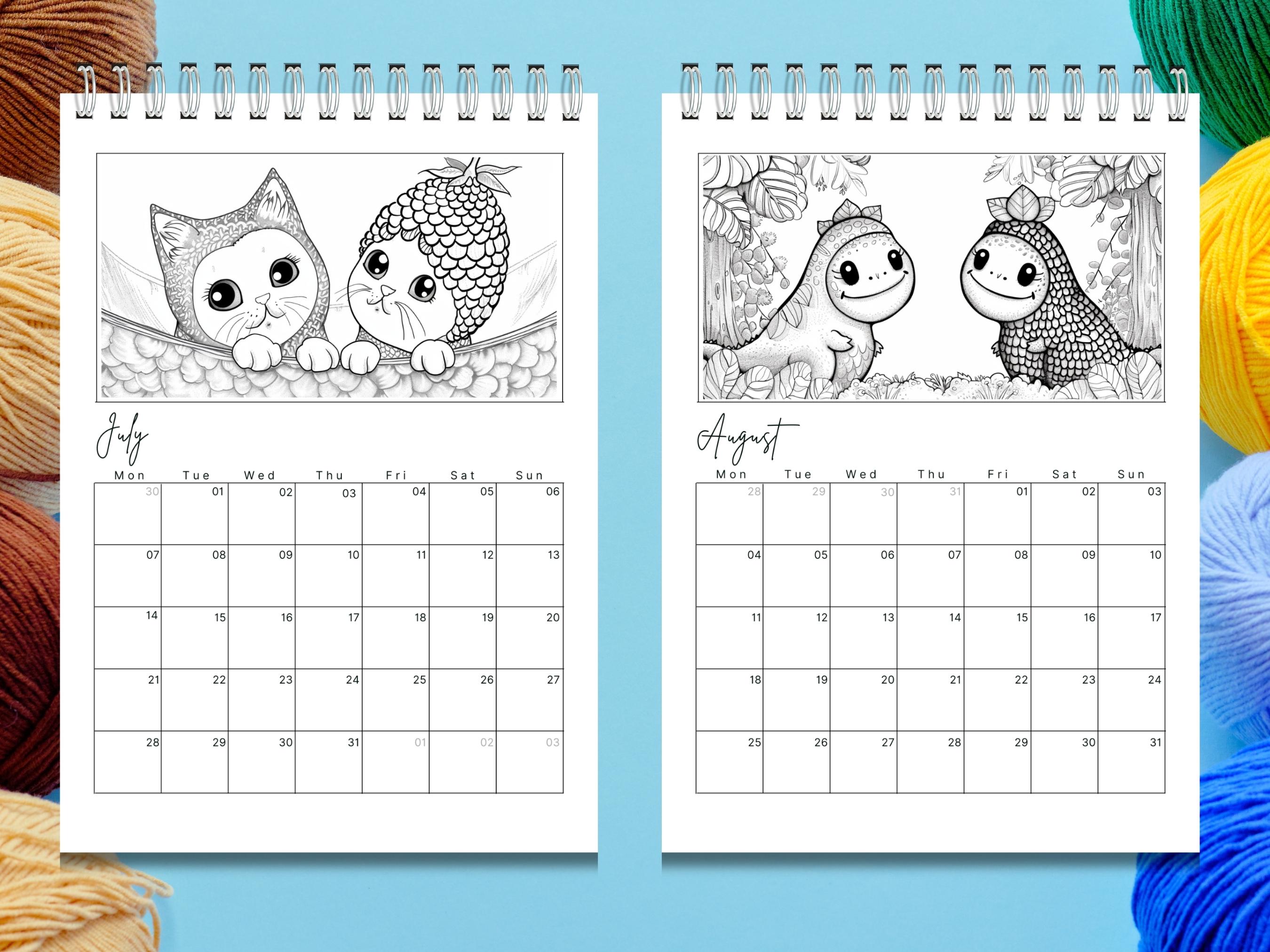 PRINTABLE & EDITABLE 2025 Coloring Pages Crochet Calendar, Advent ...